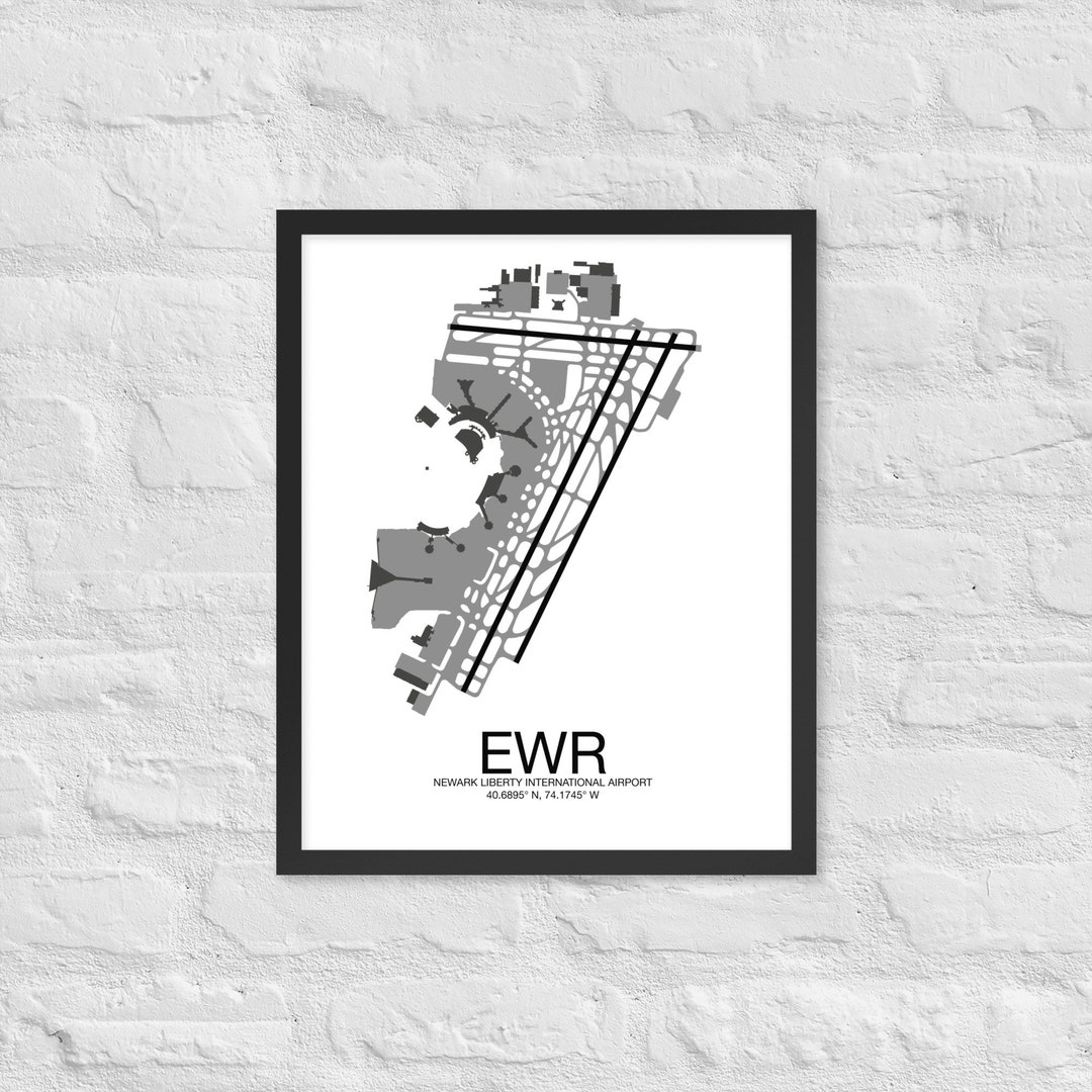 EWR Newark Liberty International Airport Diagram Minimalist Map Print ...