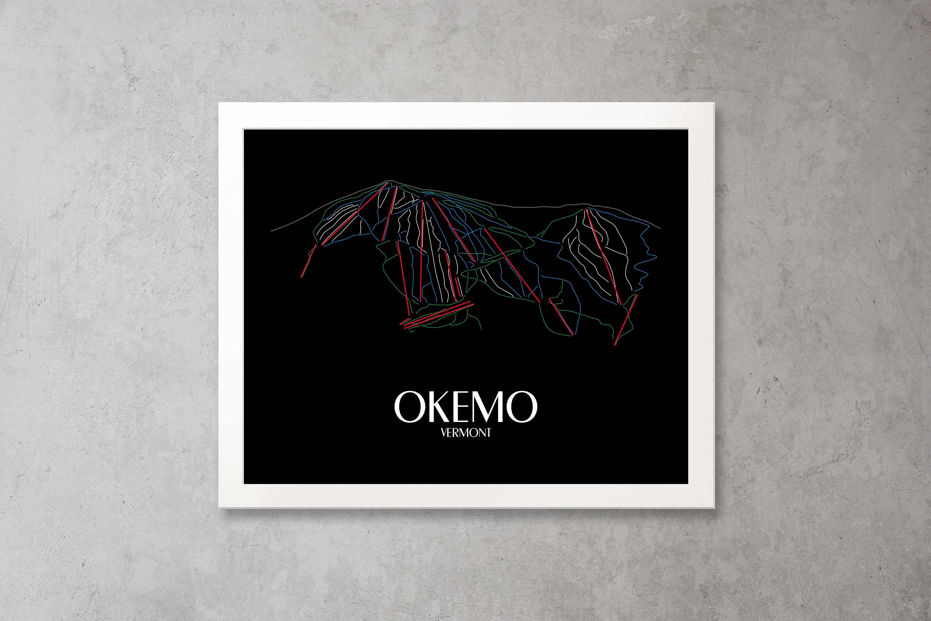 Okemo Mountain Resort Ski Trail Map Print. Matte Poster Framed or ...
