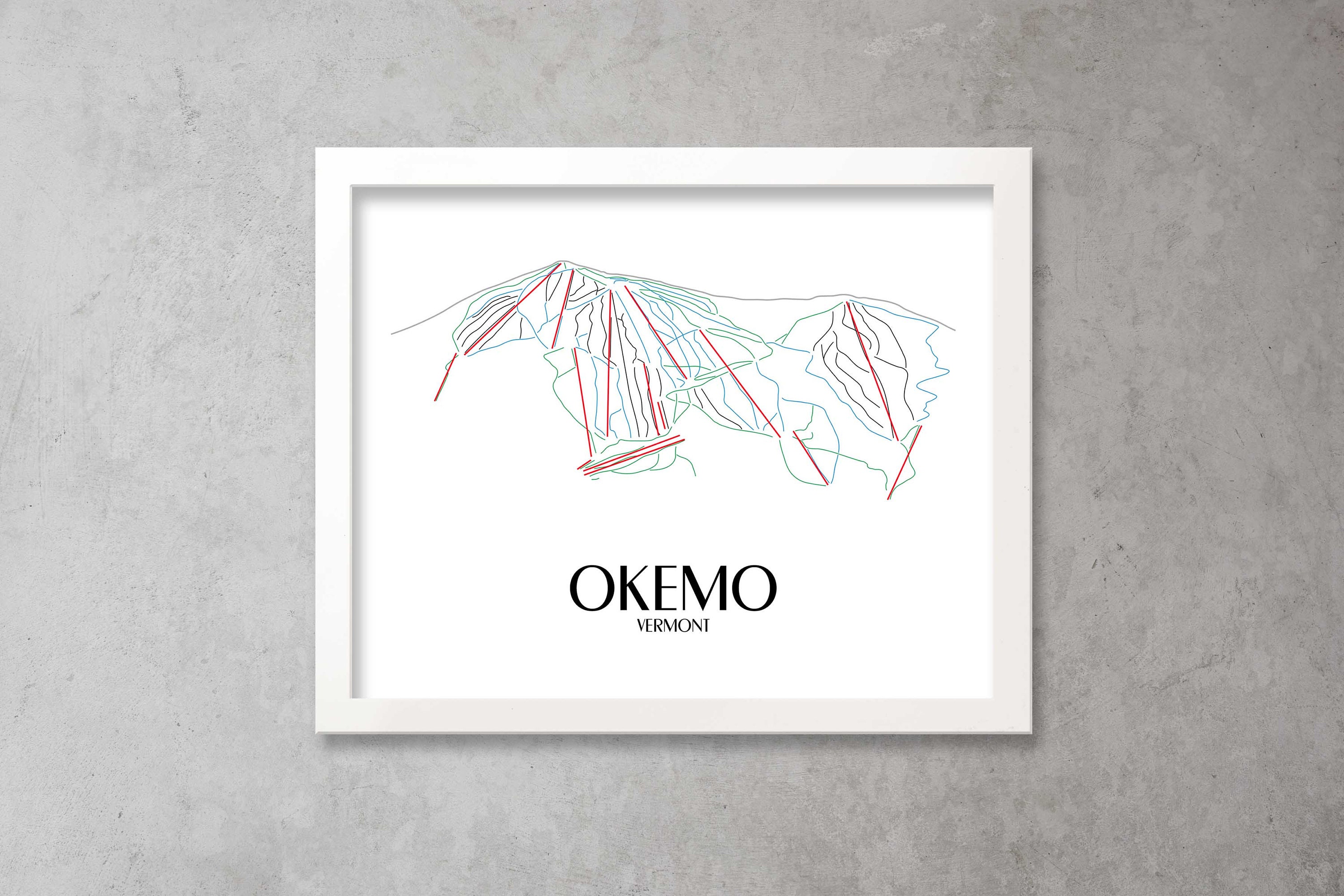 Okemo Mountain Resort Ski Trail Map Print. Matte Poster Framed or ...