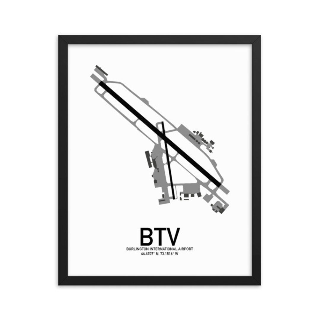 BTV Burlington International Airport Diagram Minimalist Map - Etsy
