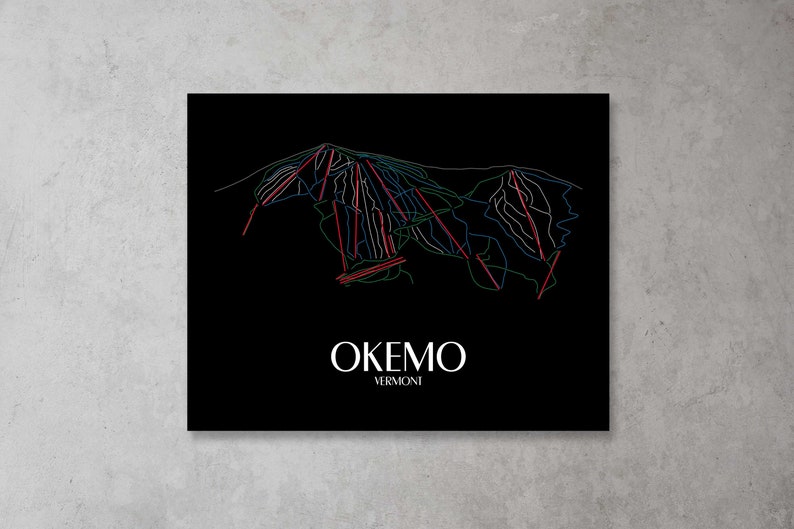 Okemo Mountain Resort Ski Trail Map Print. Matte Poster Framed or ...