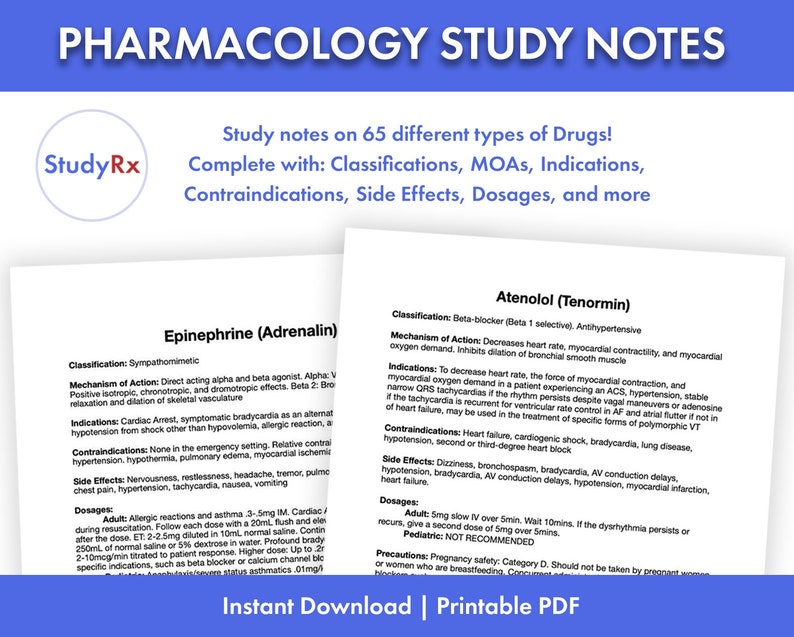 Drug Cards Pharmacology Study Notes EMT Paramedic - Etsy