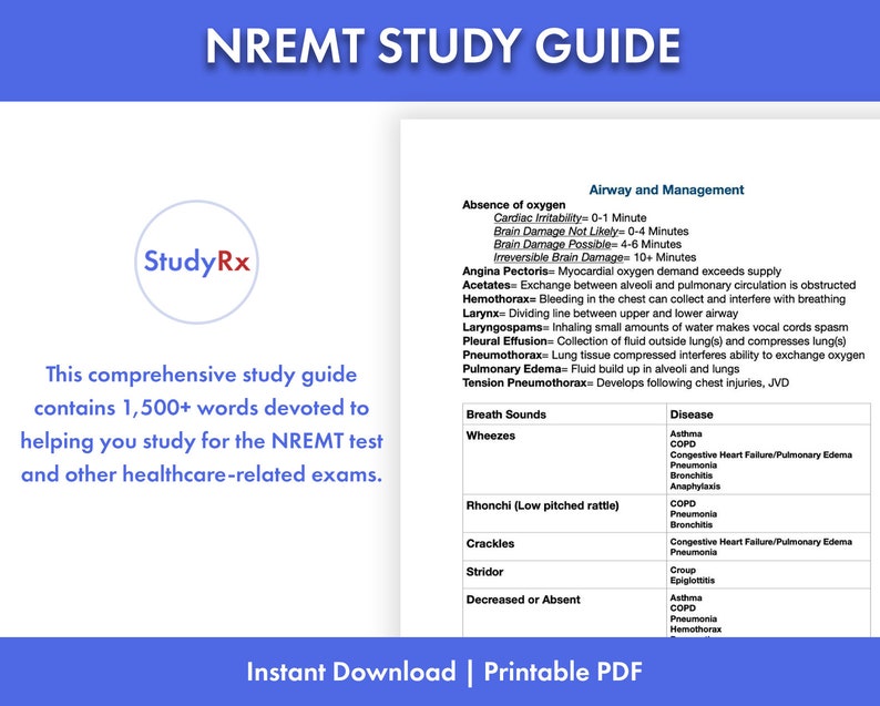 NREMT Study Guide | Nursing | Medical Terminology | Human A&P ...