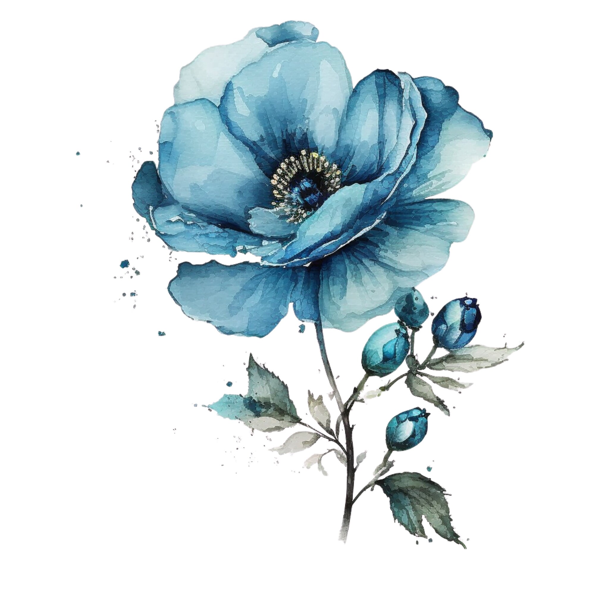 Blue Floral Flower Clipart, Premade Clip Art, 20 Package PNG File ...