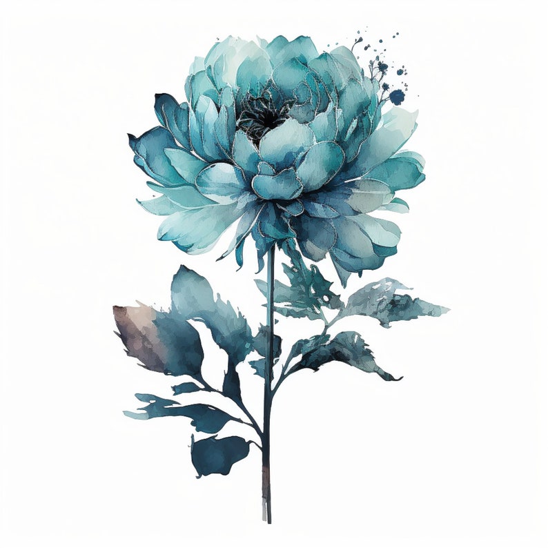 Blue Floral Flower Clipart, Premade Clip Art, 20 Package PNG File ...