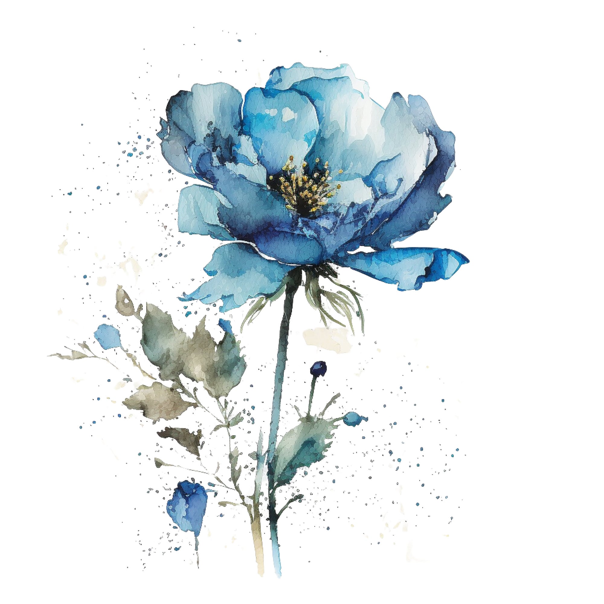 Blue Floral Flower Clipart, Premade Clip Art, 20 Package PNG File ...