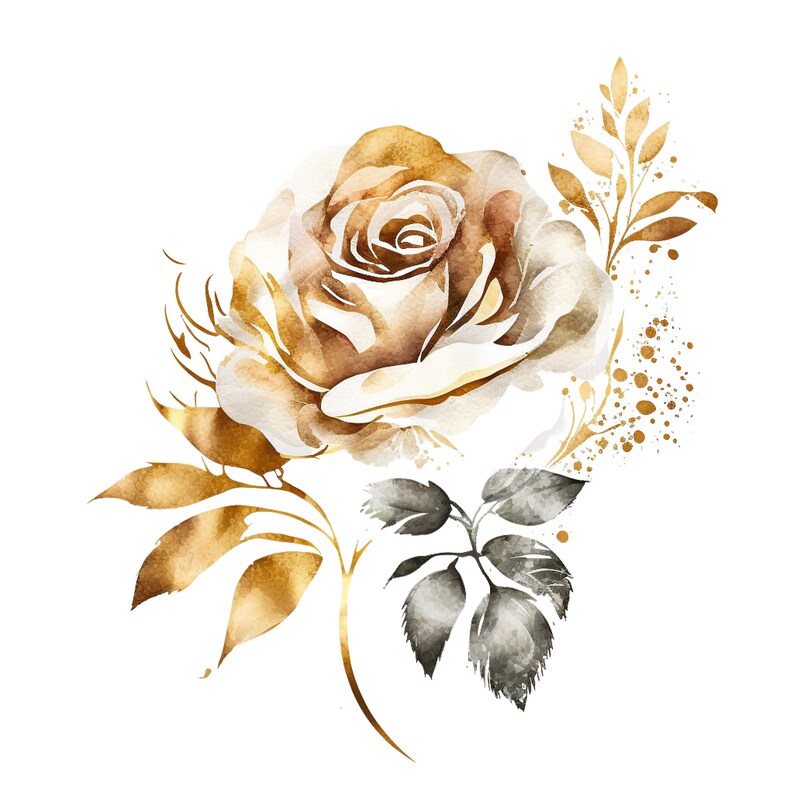Rose Gold Floral Flower Clipart, Premade Clip Art, 20 Package PNG File ...