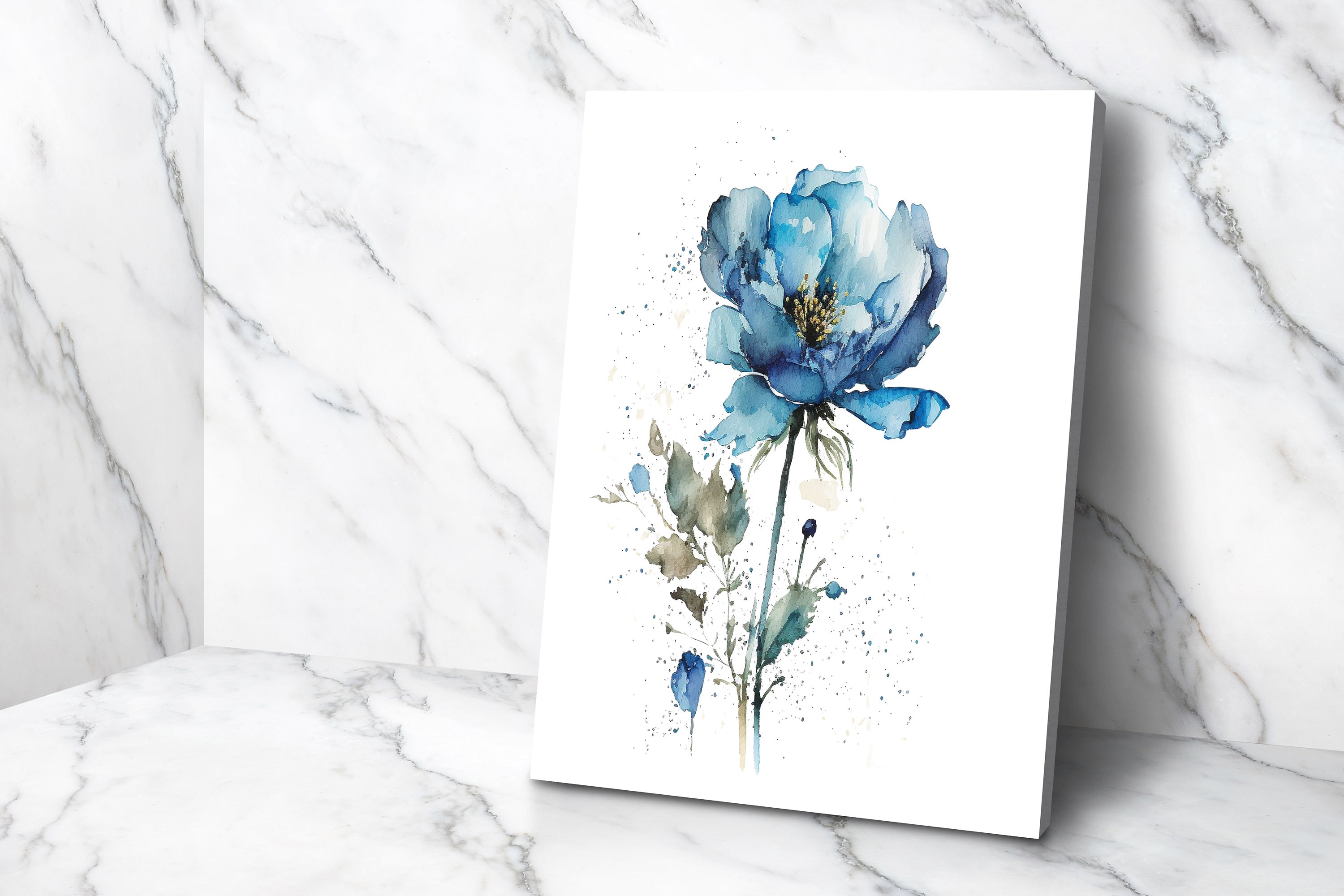 Blue Floral Flower Clipart, Premade Clip Art, 20 Package PNG File ...