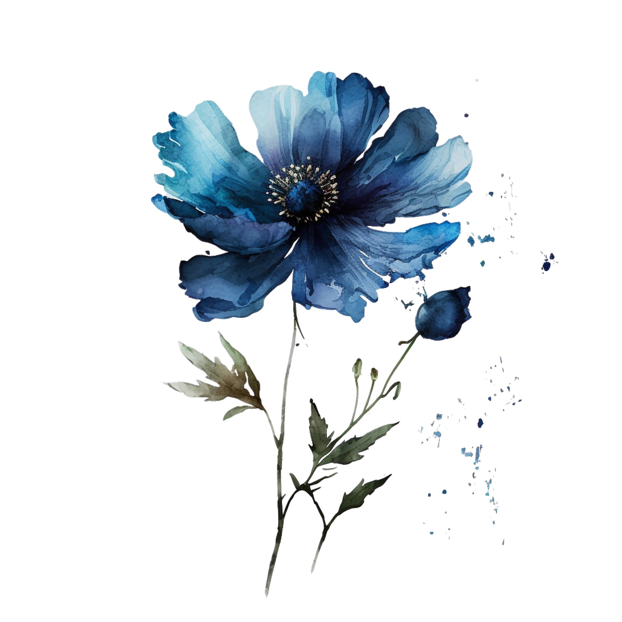 Blue Floral Flower Clipart, Premade Clip Art, 20 Package PNG File ...