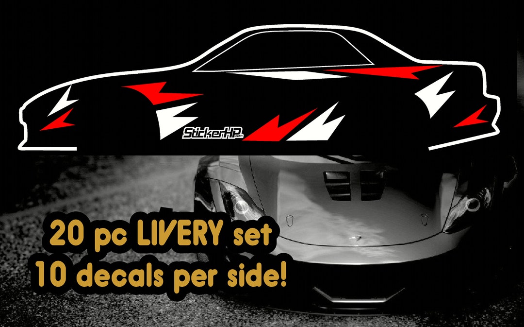 White & Red CRUNCH Style Custom Livery Drift Car Side Graphics - Etsy