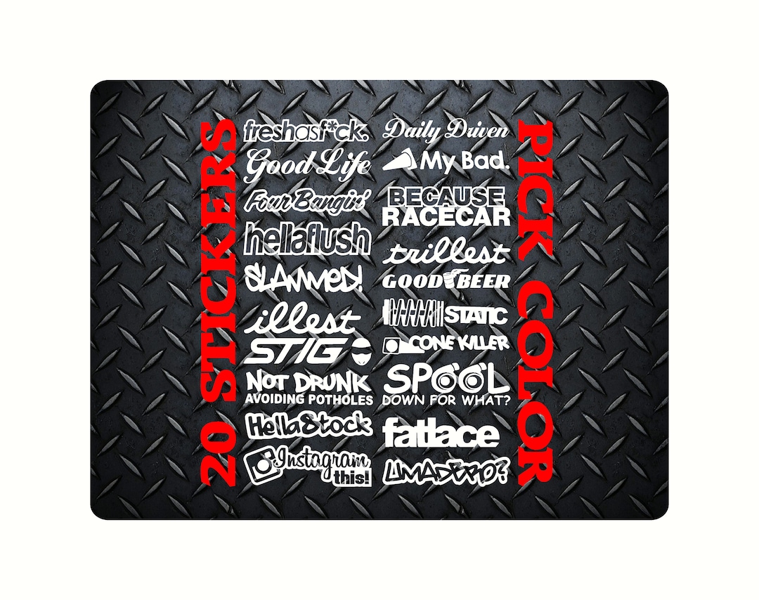 20 Piece Set Vinyl Sticker Decals for JDM Car Windows, Fenders, Bumper ...