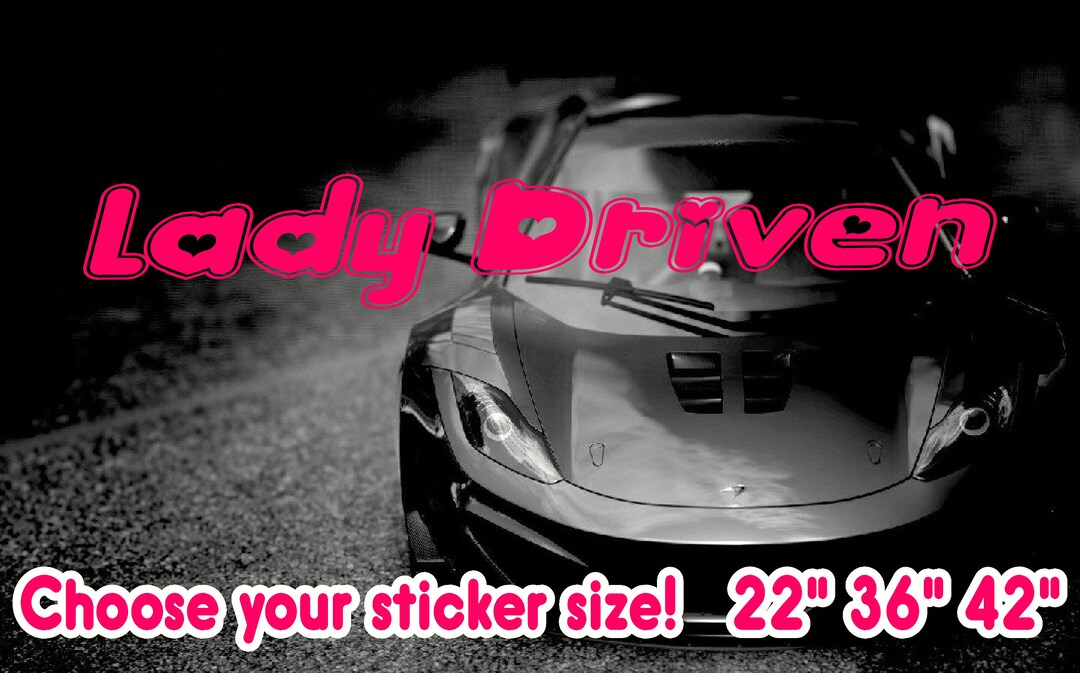 HOT PINK Lady Driven Heart Vinyl Sticker for Car Windows, Truck Side ...