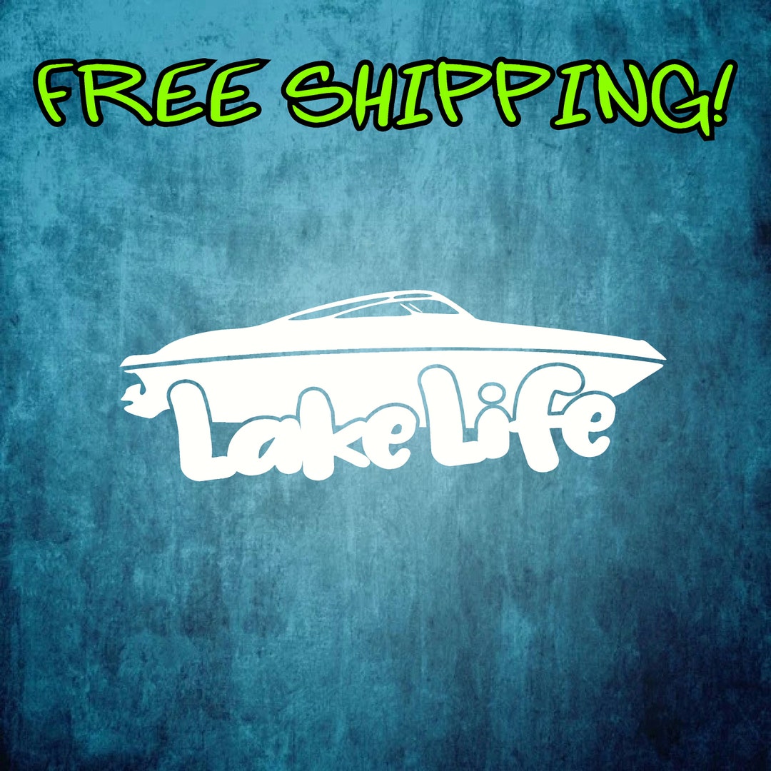 Lake Life Ski Boat Vinyl STICKER Decal Car Windows, Laptops, Tumbler ...