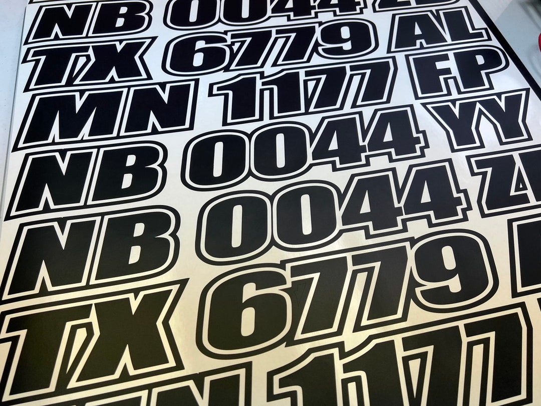 Black Pinstripe pair Boat Hull Registration Number Decals / Custom Made ...