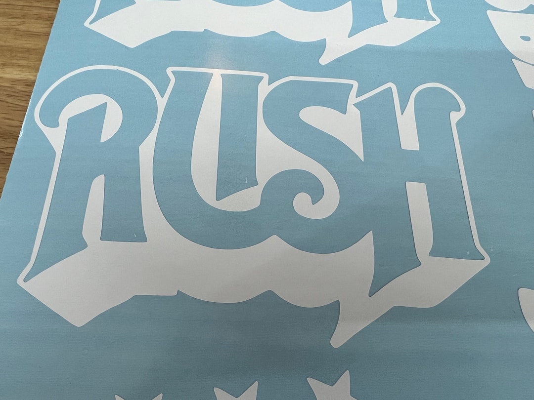 White Color Rush Vinyl Sticker Decal for Car Windows, Laptops, Tumbler ...