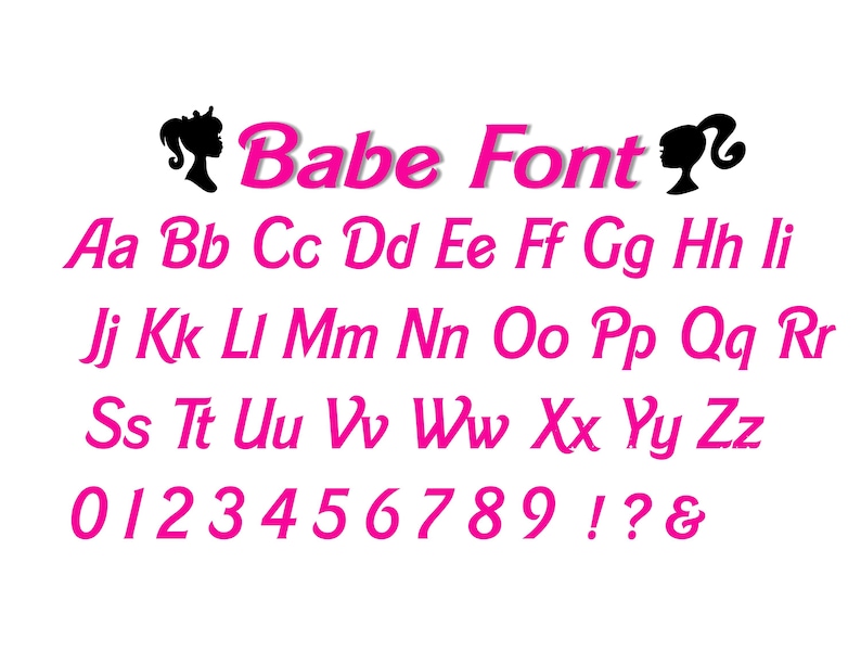 Babe Font TTF File and 3 Doll Png Files! F Fun, Retro & Playful Designs ...
