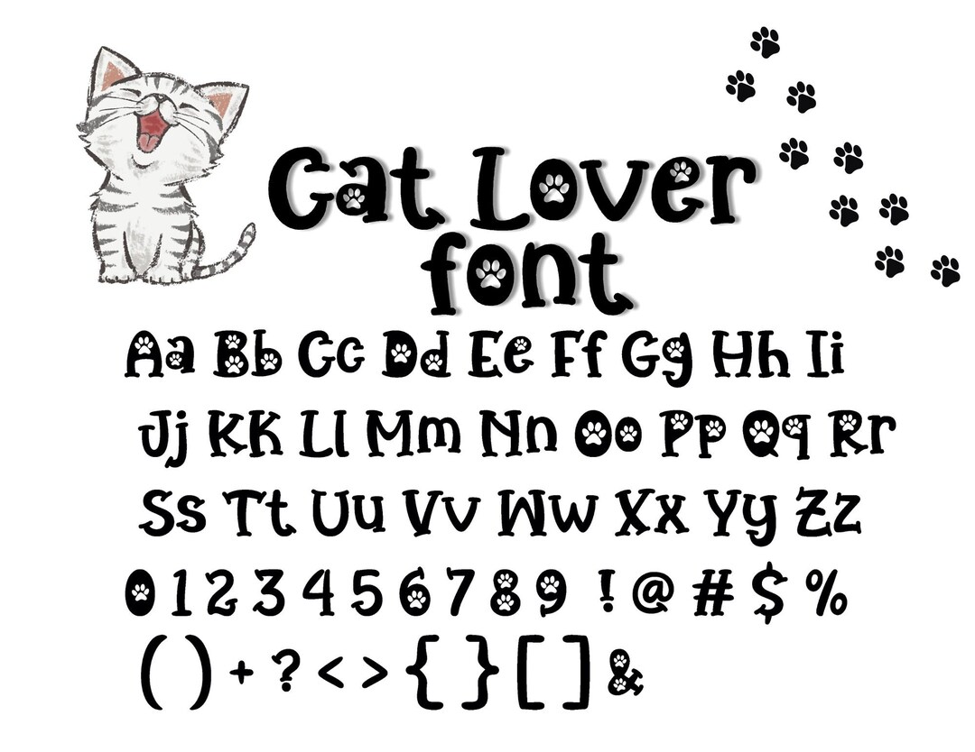Cat Lover Font TTF OTF Downloadable Files! - Etsy