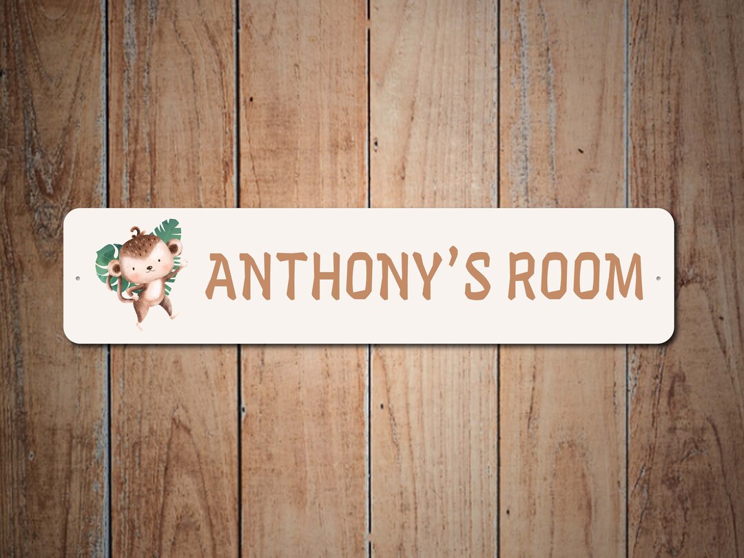 Monkey Nursery Wall Sign, Jungle Animals, Custom Boy Name Sign, Baby ...