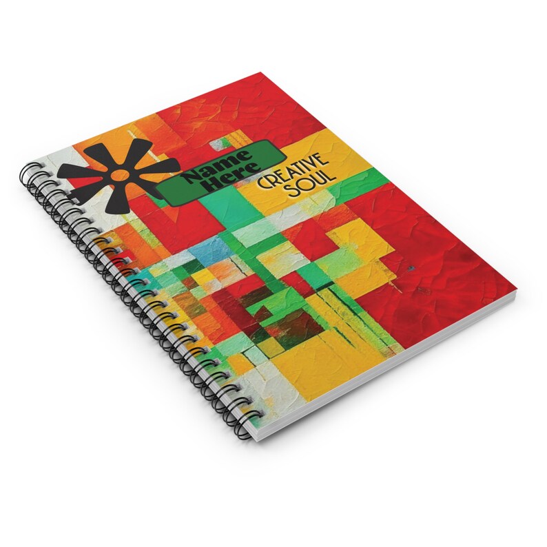 Spiral Blank Ruled Notebook With Section for Customizable Name. Bright ...
