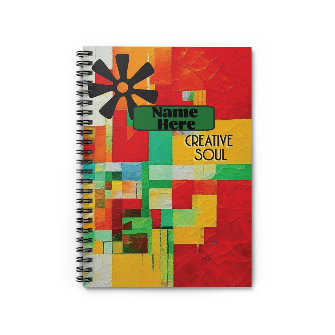 Spiral Blank Ruled Notebook With Section for Customizable Name. Bright ...