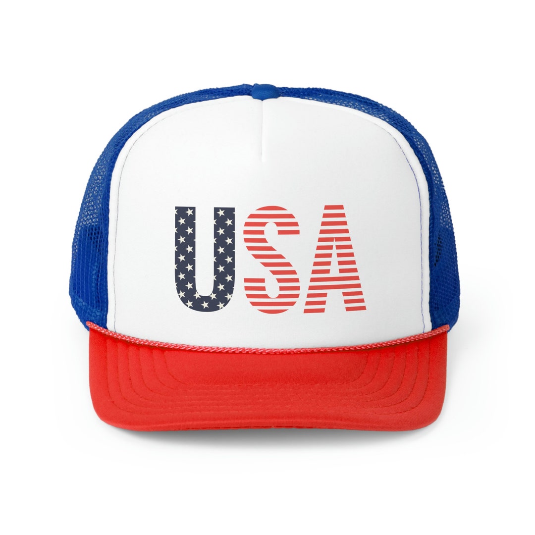 USA Red White and Blue Trucker Cap Awesome Patriotic Hat - Etsy