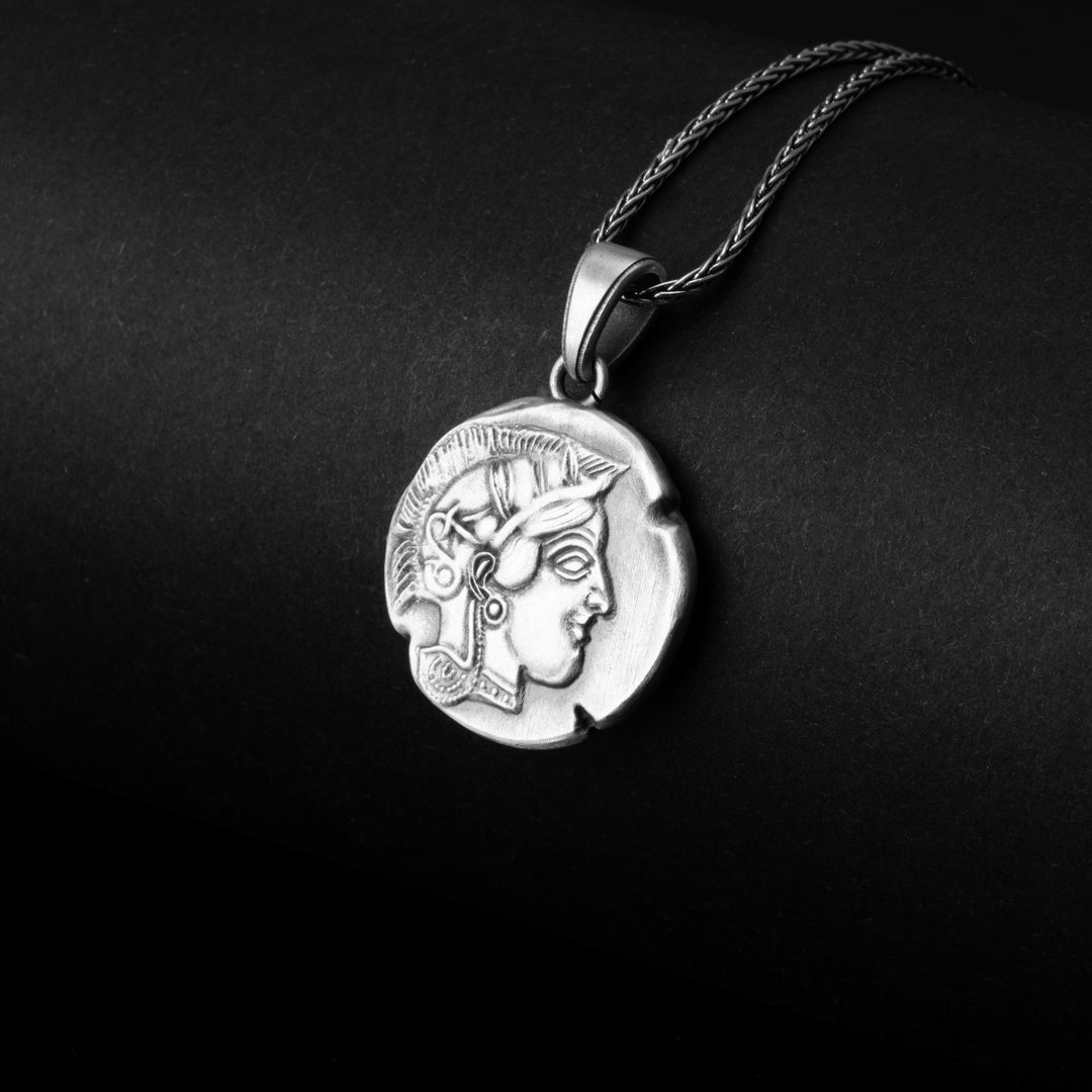 Athena Coin Pendant, Greek Goddess, Ancient Coin, Wisdom Symbol, Silver ...
