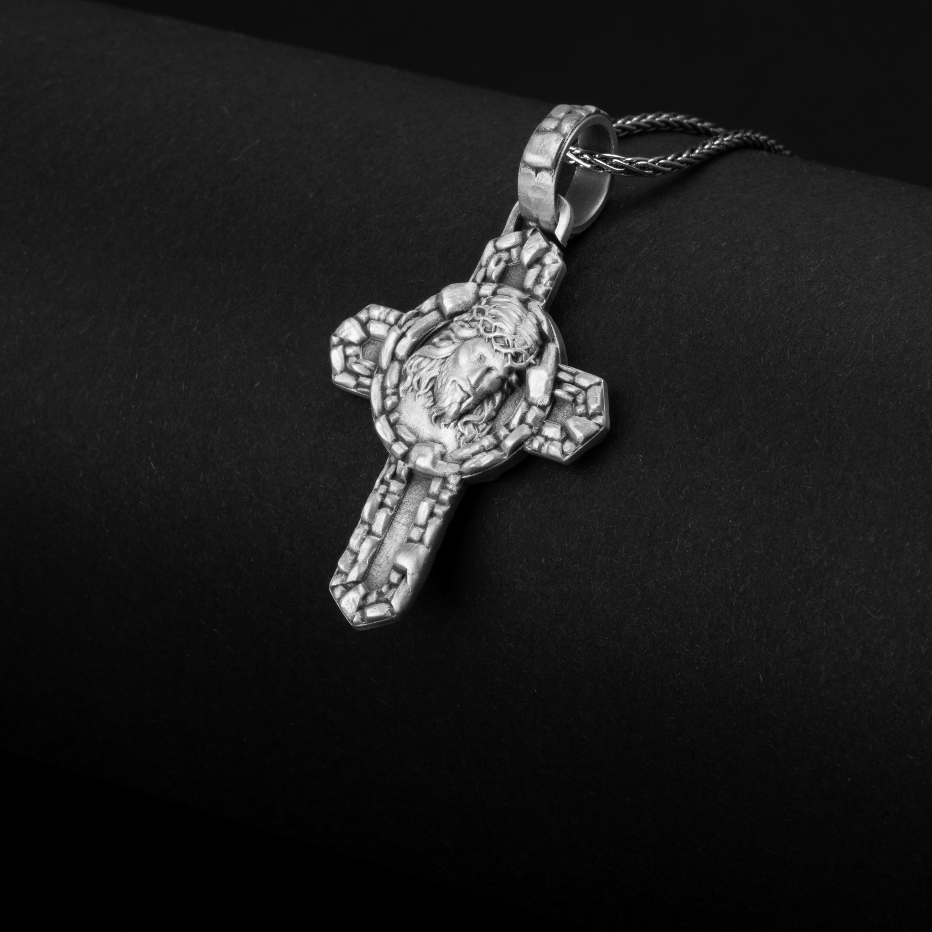 Silver Jesus Cross, Jesus Figure, Crown of Thorns, Elegant Pendant ...