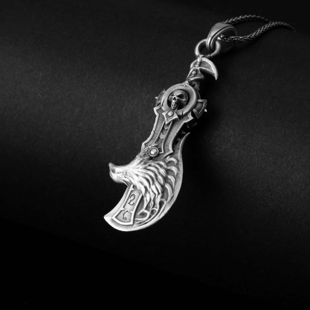 Anime Axe Necklace, Fantasy Weapon, Silver Battleaxe, Manga Inspired ...