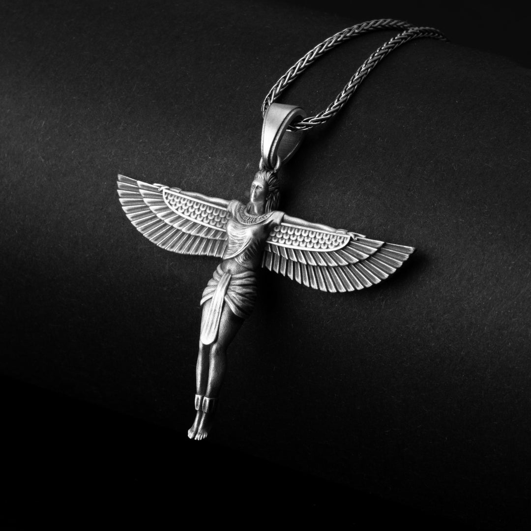 Isis Necklace, Silver Isis, Egyptian Goddess, Winged Isis, Open Wings ...