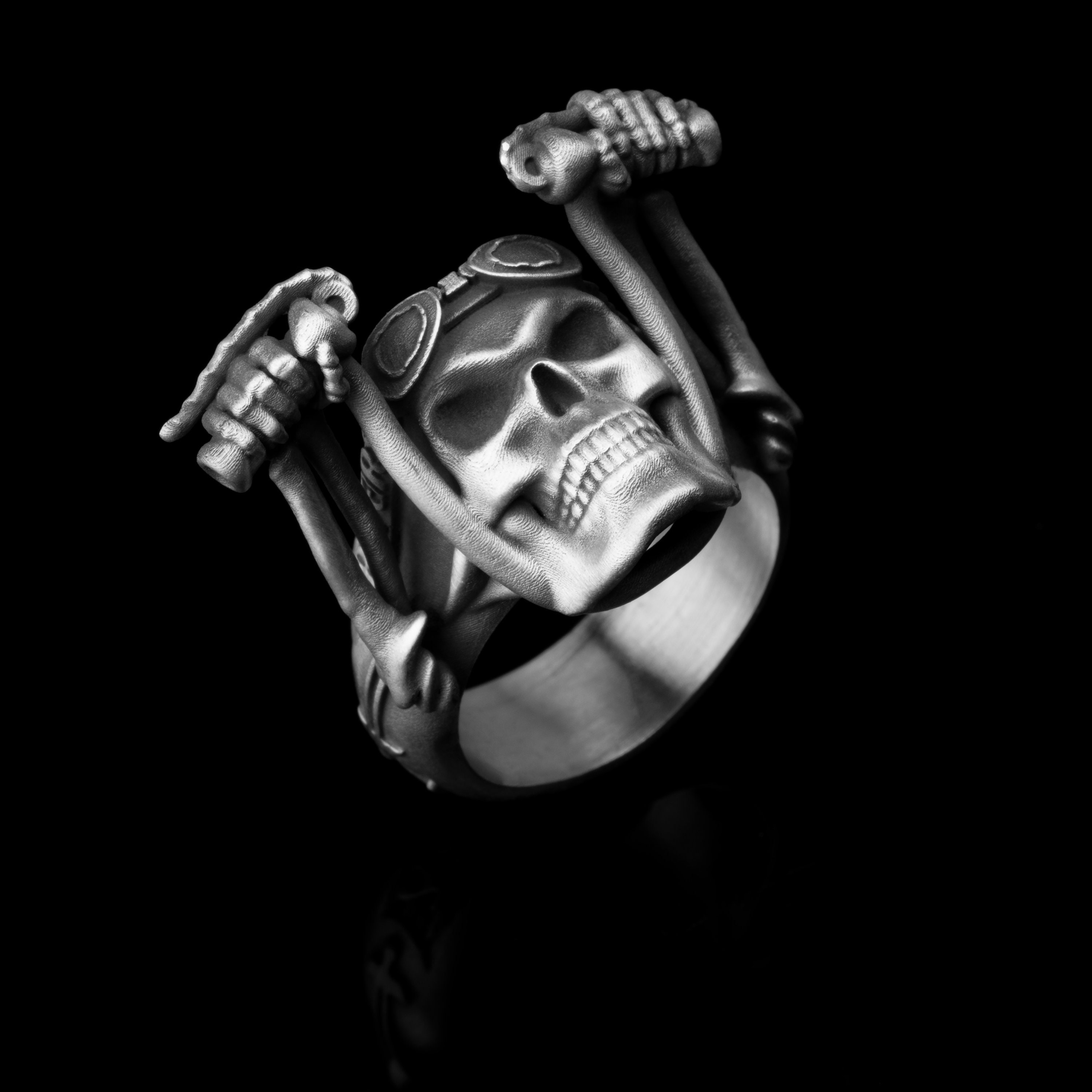 Skeleton Rider Ring, Biker Accessory, Motorcycle Jewelry, Silver Skull ...