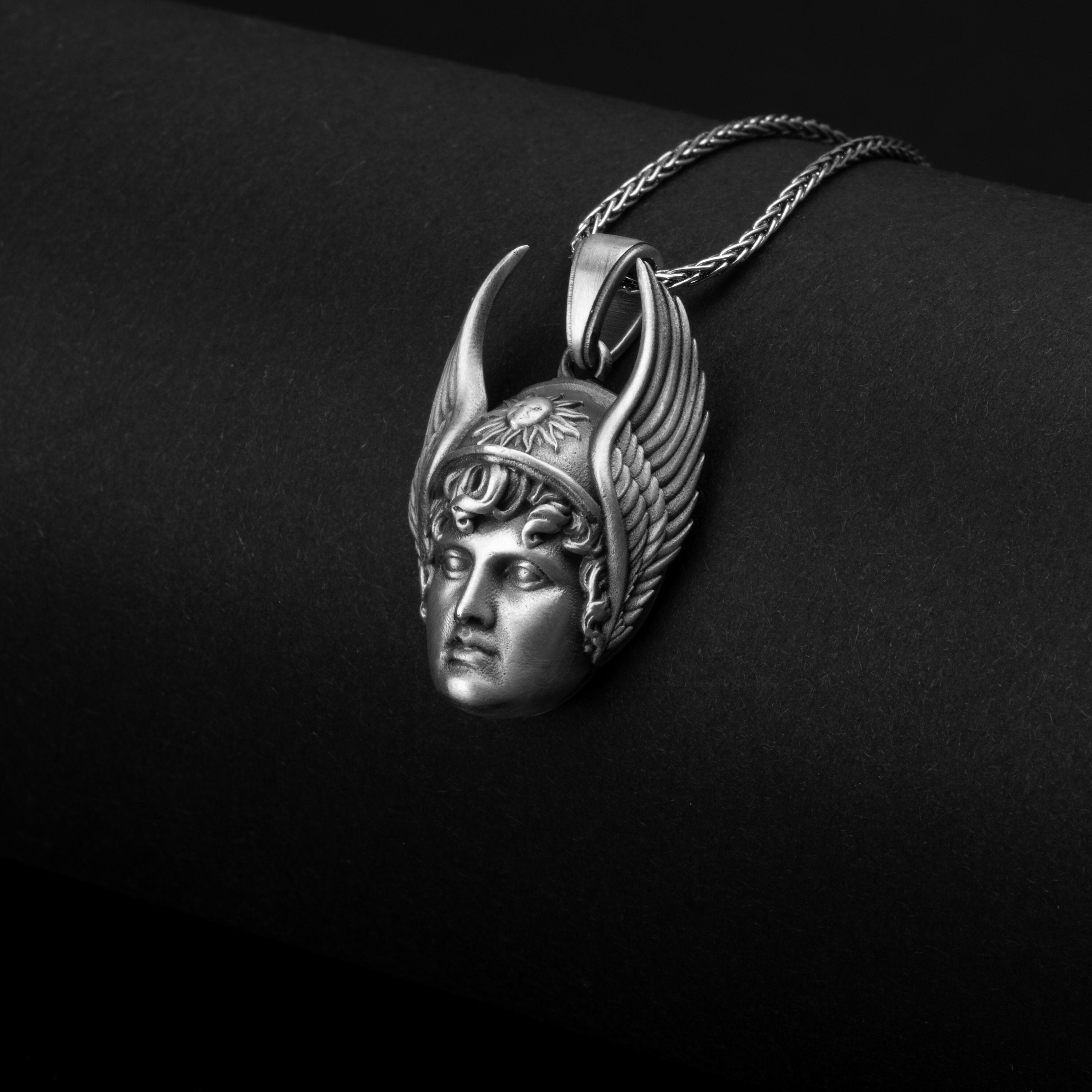 Hermes Necklace Greek God Pendant Olympian God Silver - Etsy