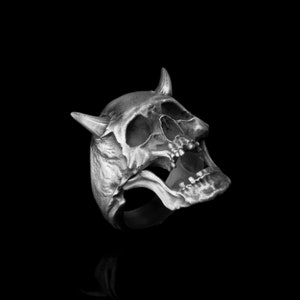 Devil Skull Ring, Demonic Design, Gothic Jewelry, Dark Aesthetic ...