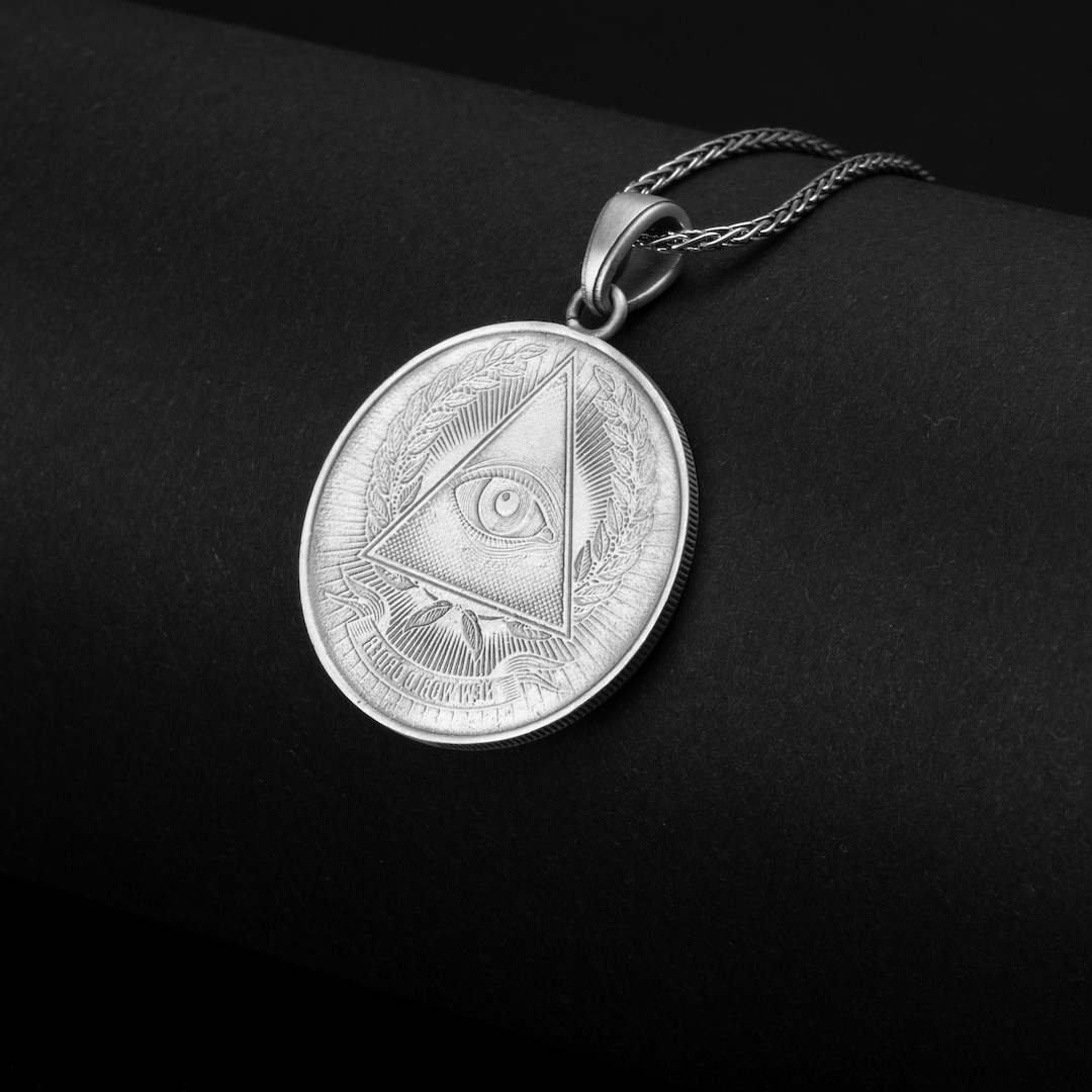 Sterling Silver Illuminati Pendant, All Seeing Eye Necklace - Etsy ...