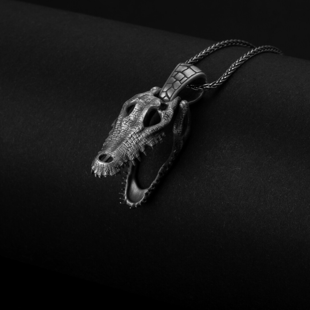 Crocodile Necklace, Skull Pendant, Reptile Jewelry, Alligator Charm ...