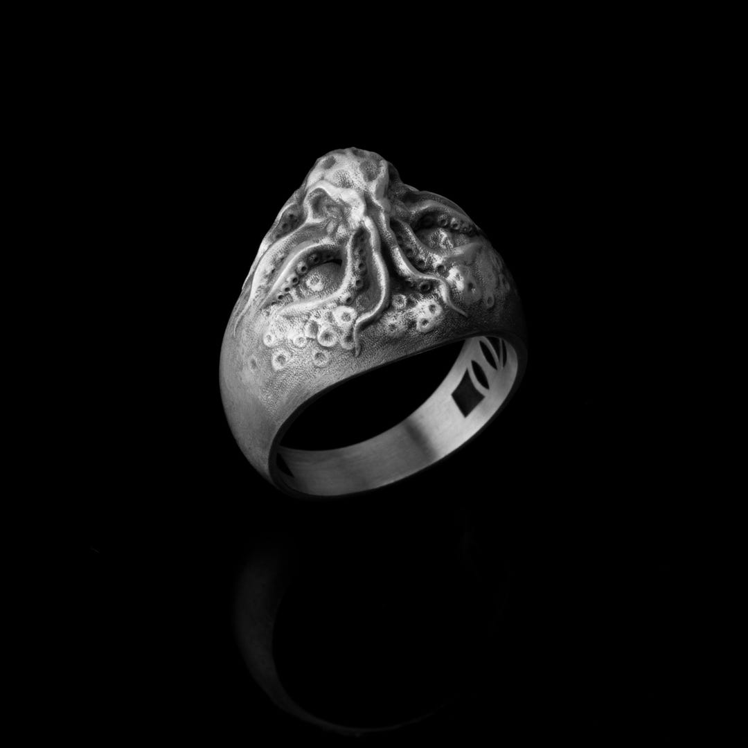 Octopus Band Ring, Sterling Silver, Tentacle Wrap, Ocean Jewelry, Sea ...