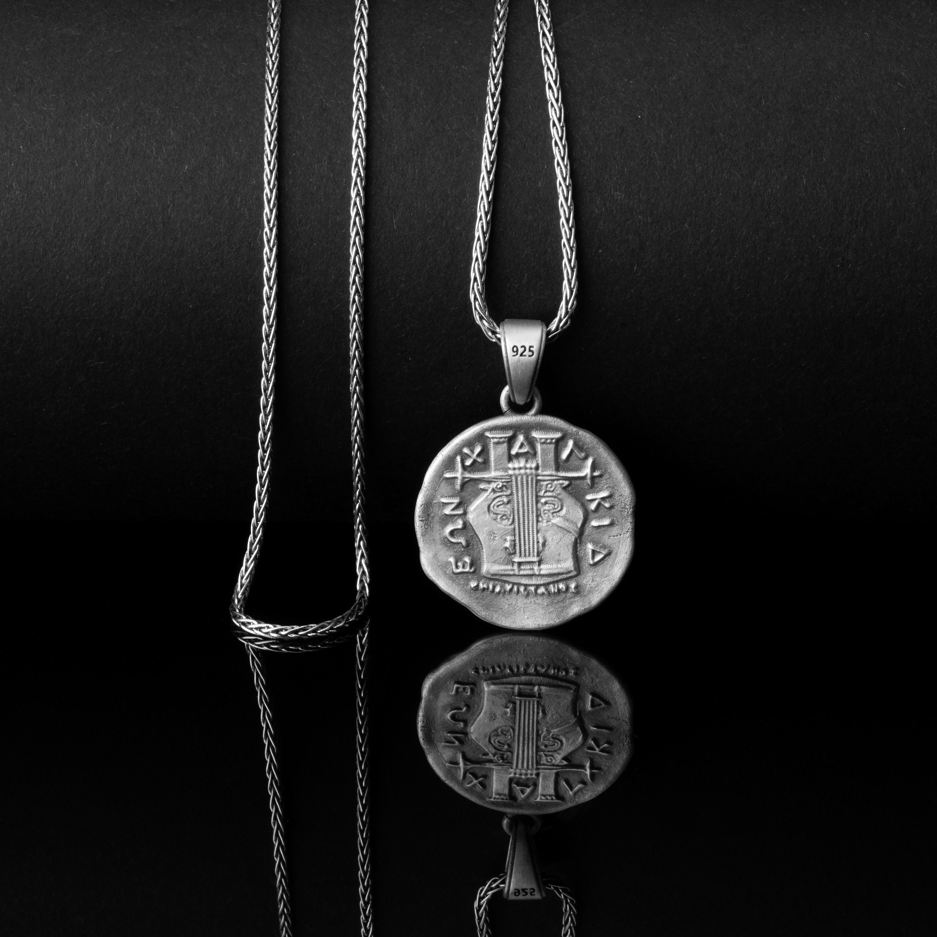 Orpheus Coin, Silver Mythology Necklace, Greek Legends, Lyre Charm ...