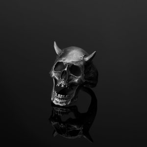 Devil Skull Ring, Demonic Design, Gothic Jewelry, Dark Aesthetic ...