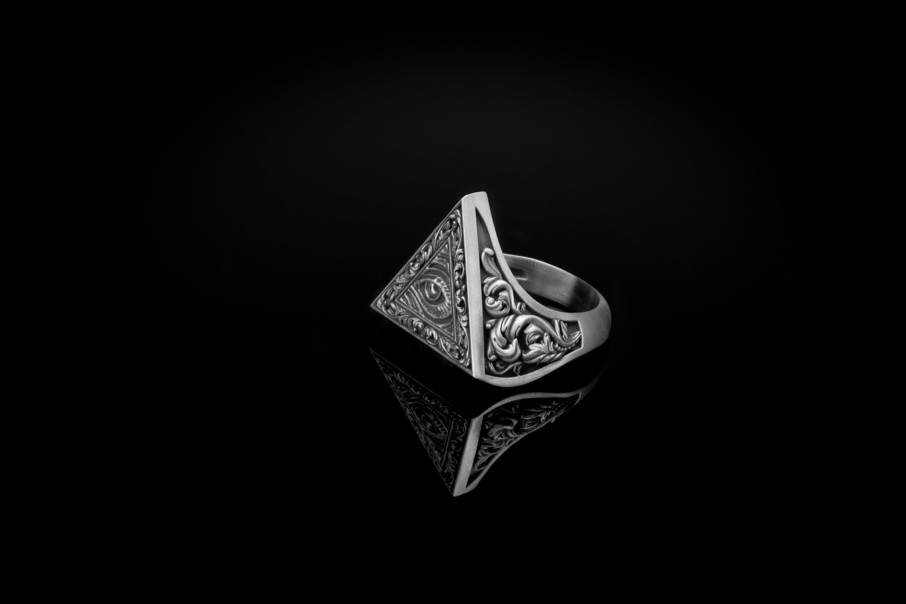 Illuminati Ring, Triangle Design, Eye of Providence, Mason Ring, Secret ...