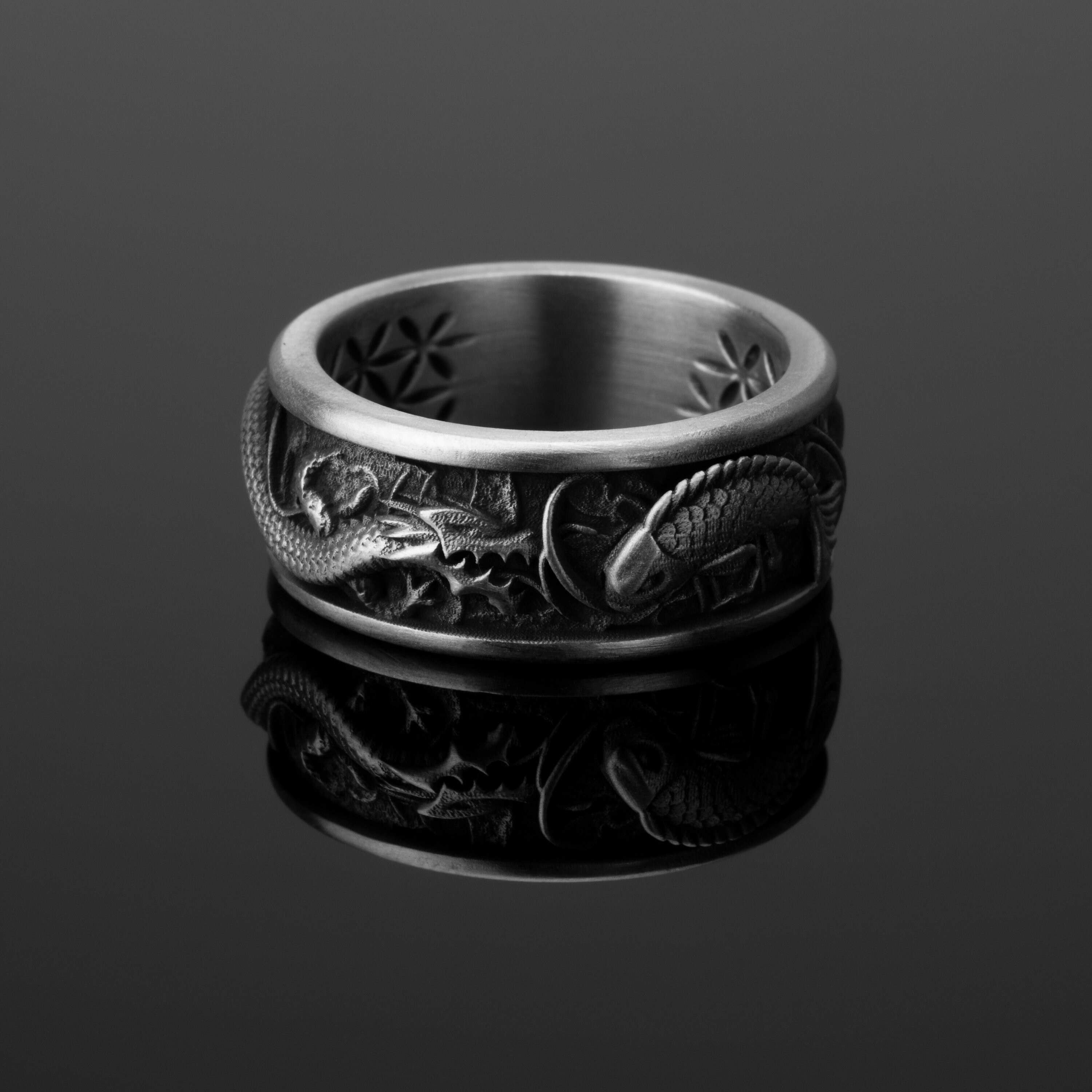 Asian Dragon Ring Silver Carp Eastern Mythology Yin Yang - Etsy