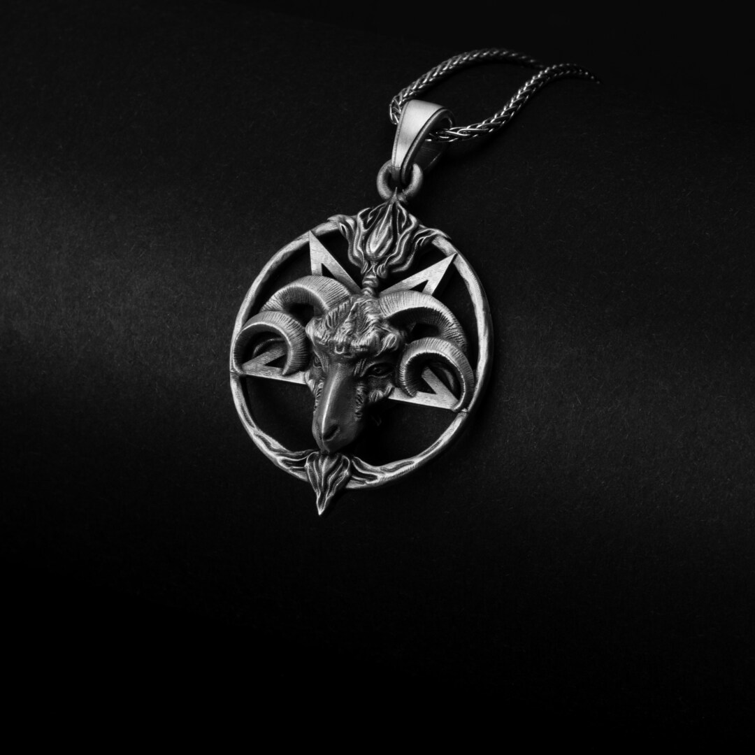 Baphomet Talisman, Satanic Pendant, Occult Necklace, Goat Head Pendant ...