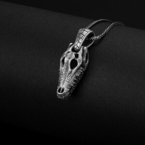 Crocodile Necklace, Skull Pendant, Reptile Jewelry, Alligator Charm ...