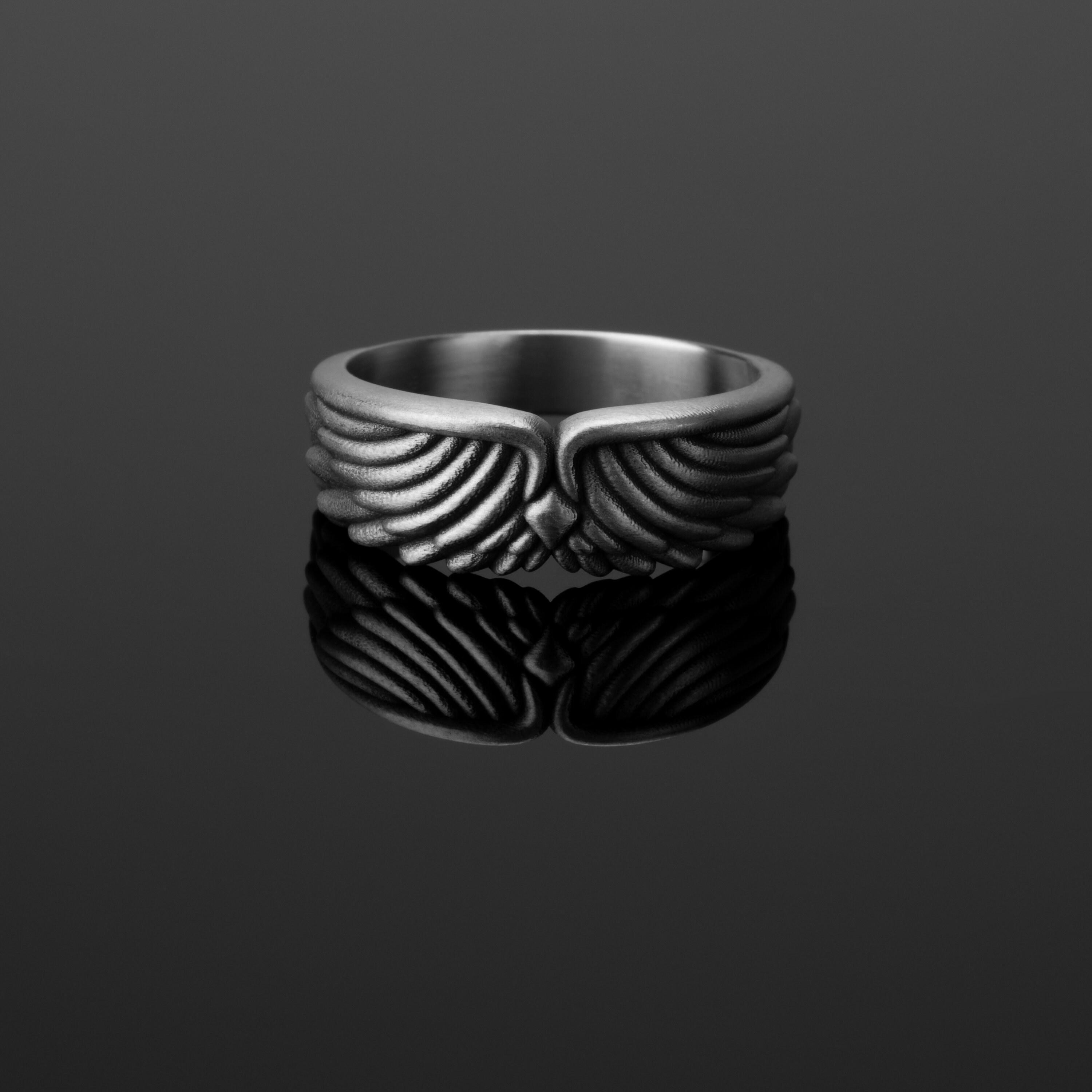 Angel Wings Band, Wings Band Ring, Divine Silver Ring, Angelic Band ...
