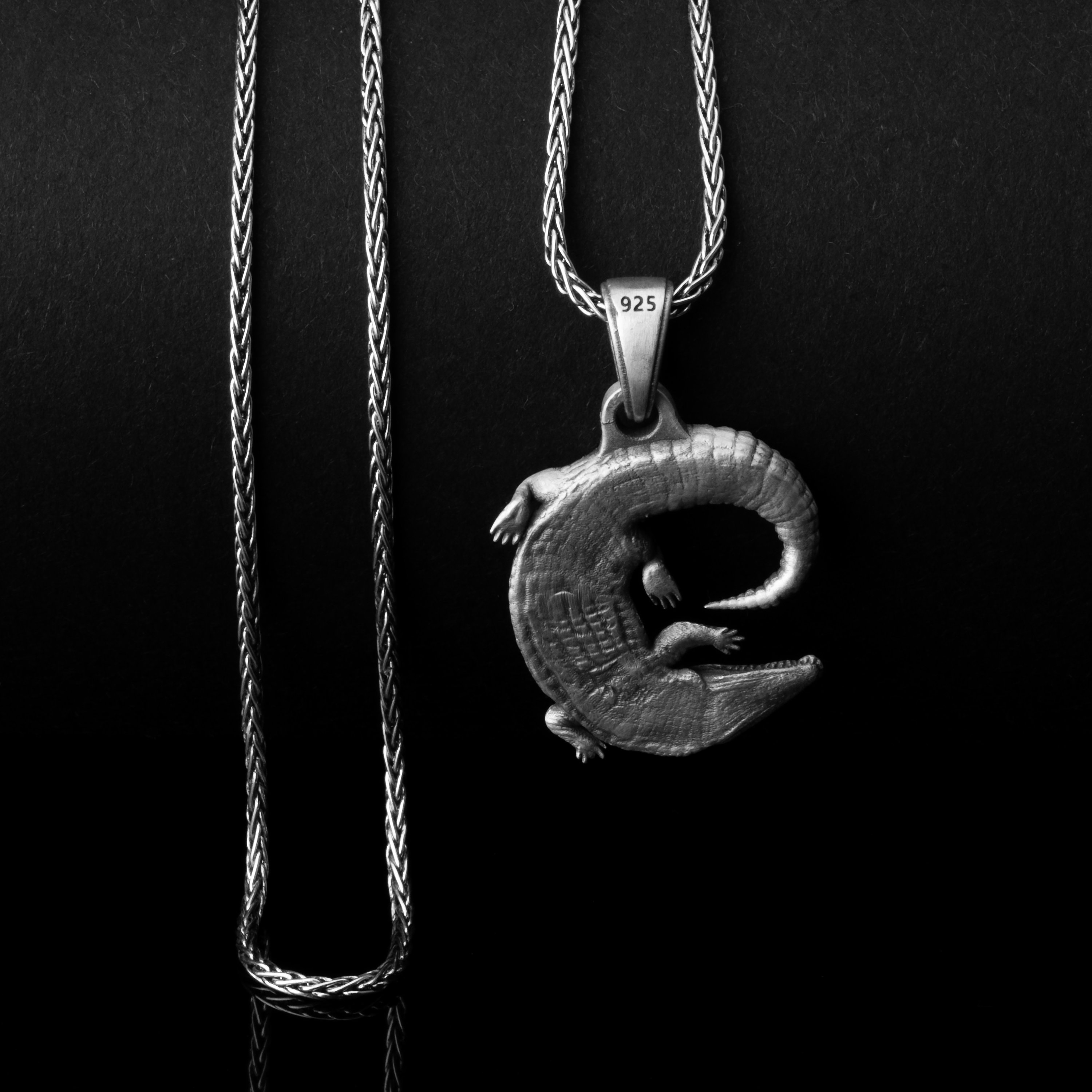 3D Crocodile, Silver Croc, Reptile Necklace, Sterling Silver, Crocodile ...