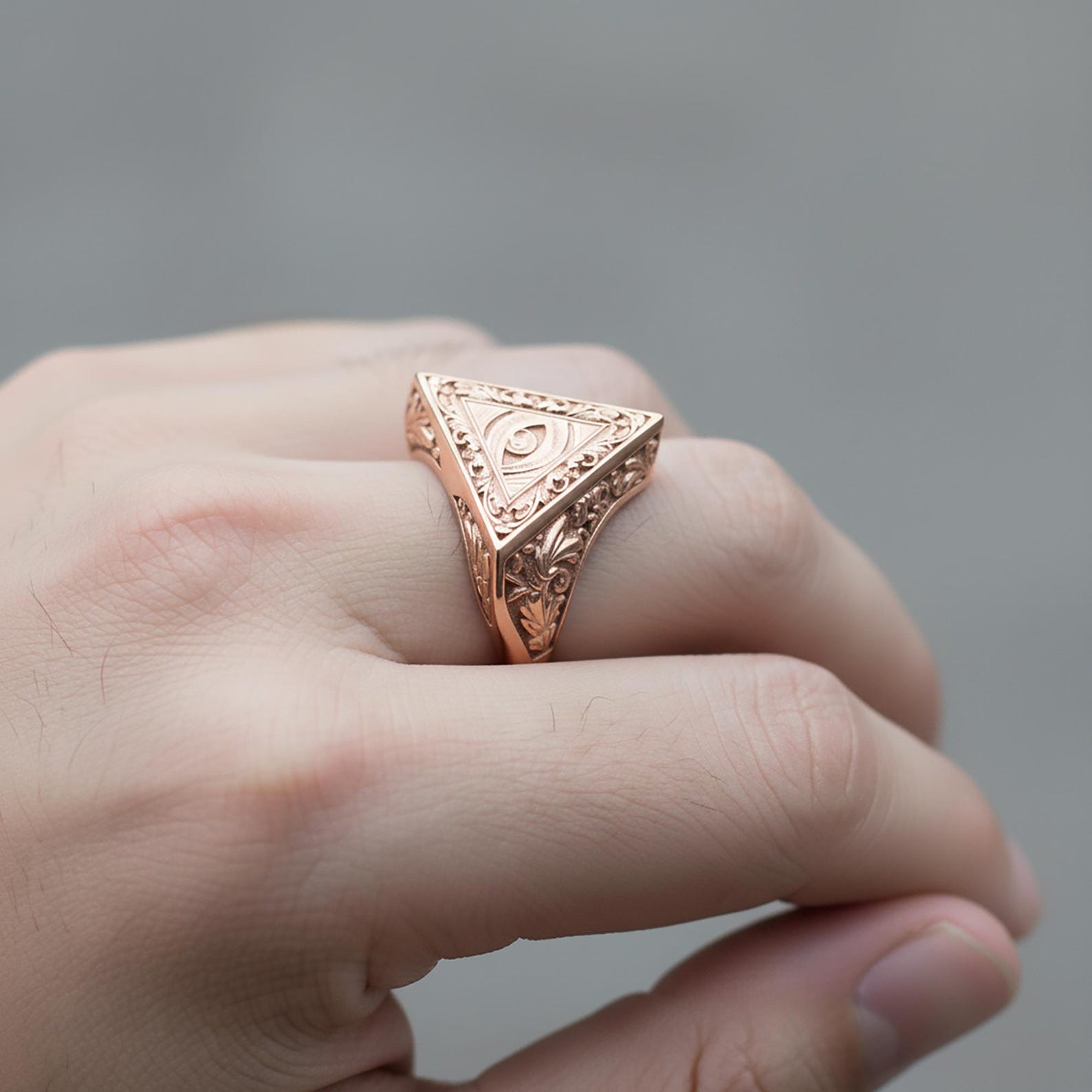 Illuminati Ring, Triangle Design, Eye of Providence, Mason Ring, Secret ...