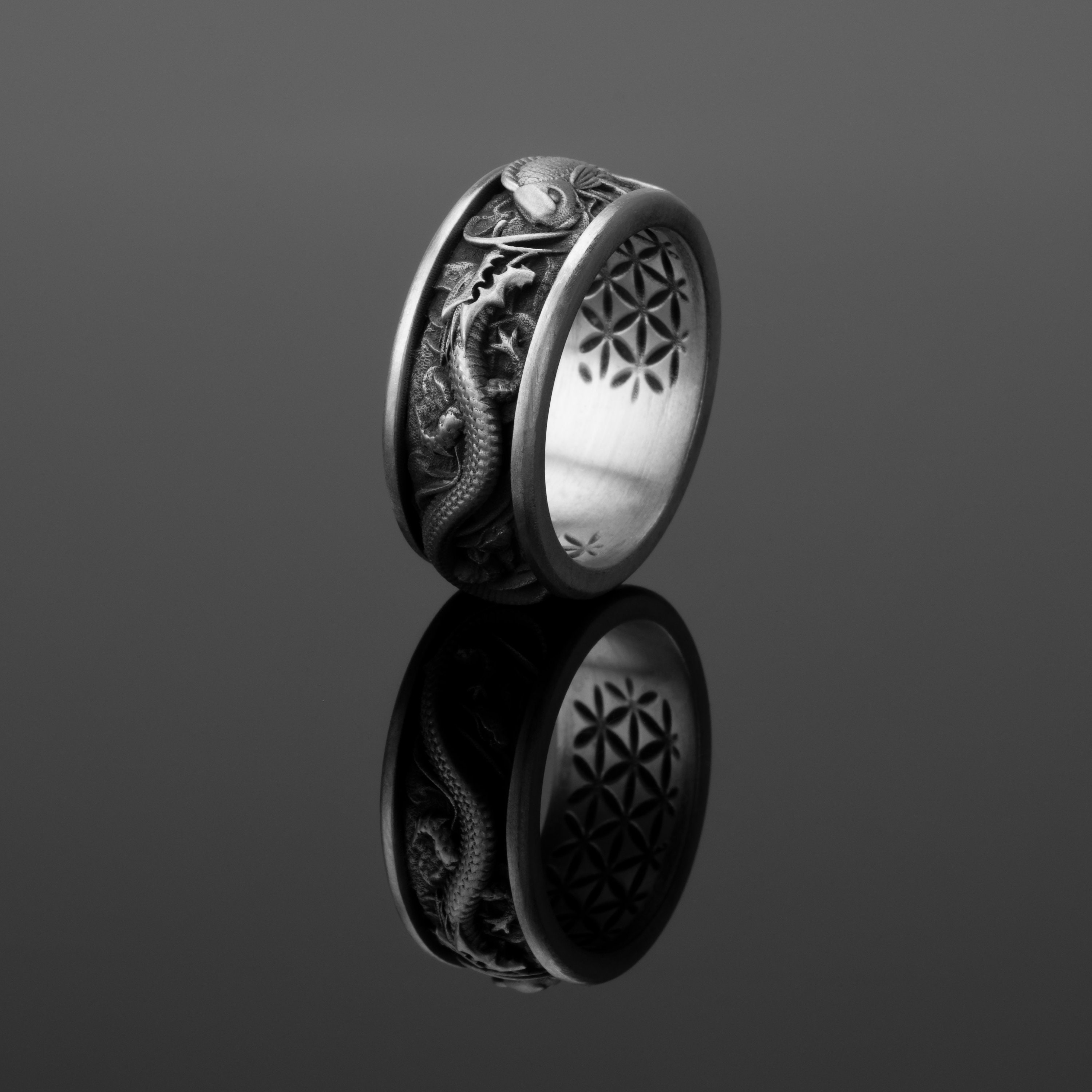Asian Dragon Ring Silver Carp Eastern Mythology Yin Yang - Etsy