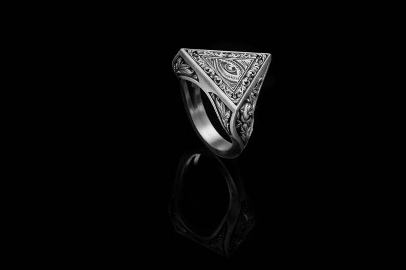 Illuminati Ring, Triangle Design, Eye of Providence, Mason Ring, Secret ...