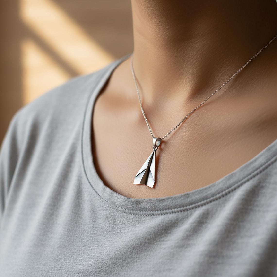 Origami Plane, Paper Airplane, Origami Jewelry, Plane Pendant, Unique ...