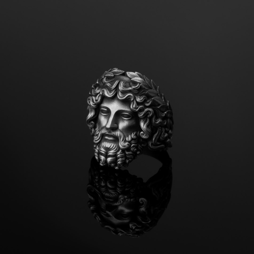 Greek God Zeus Ring, High Detail, Sculpture Style, Sterling Silver ...