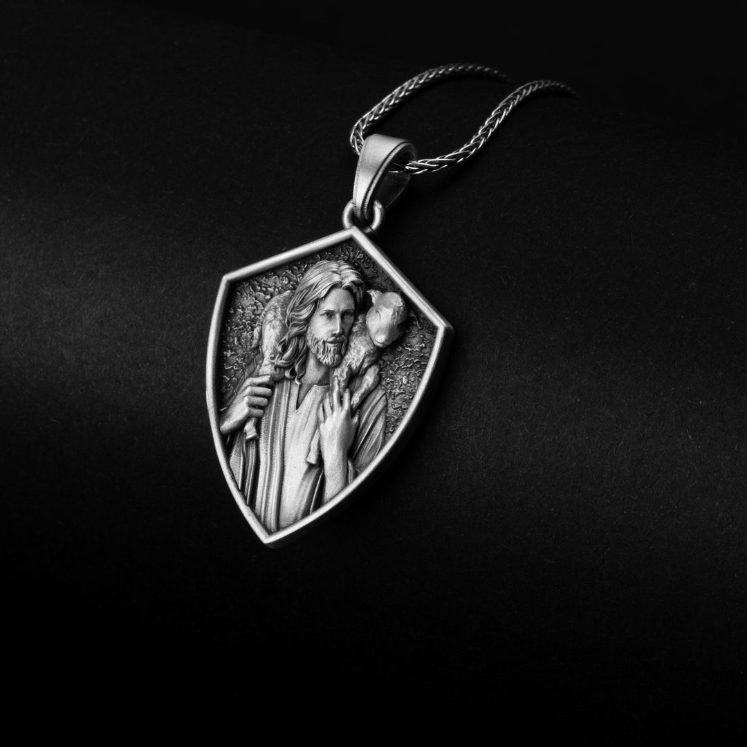Jesus Sheep Pendant, Jesus Carrying Sheep, Shepherd Pendant, Christian ...