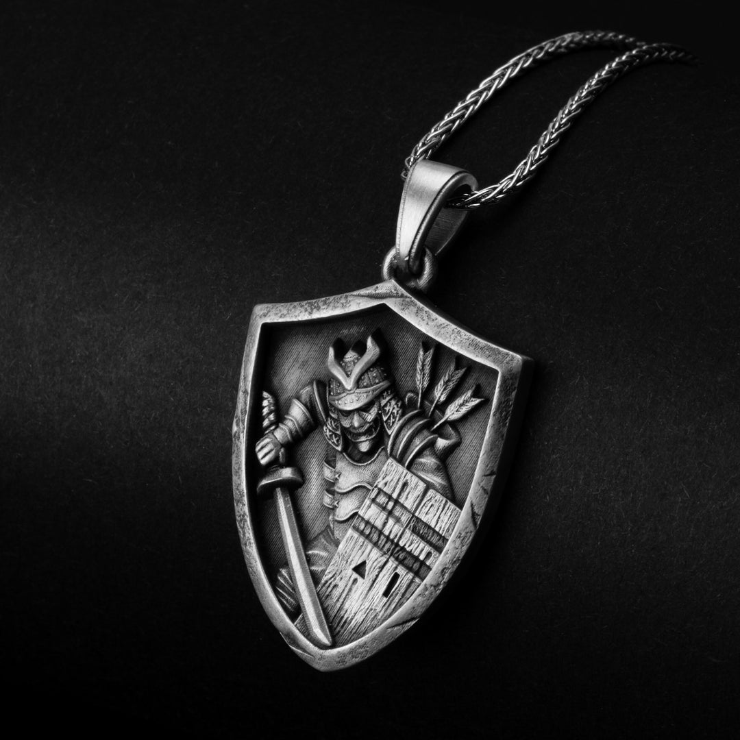 Samurai Necklace, Shield Pendant, Warrior Jewelry, Japanese Inspired ...